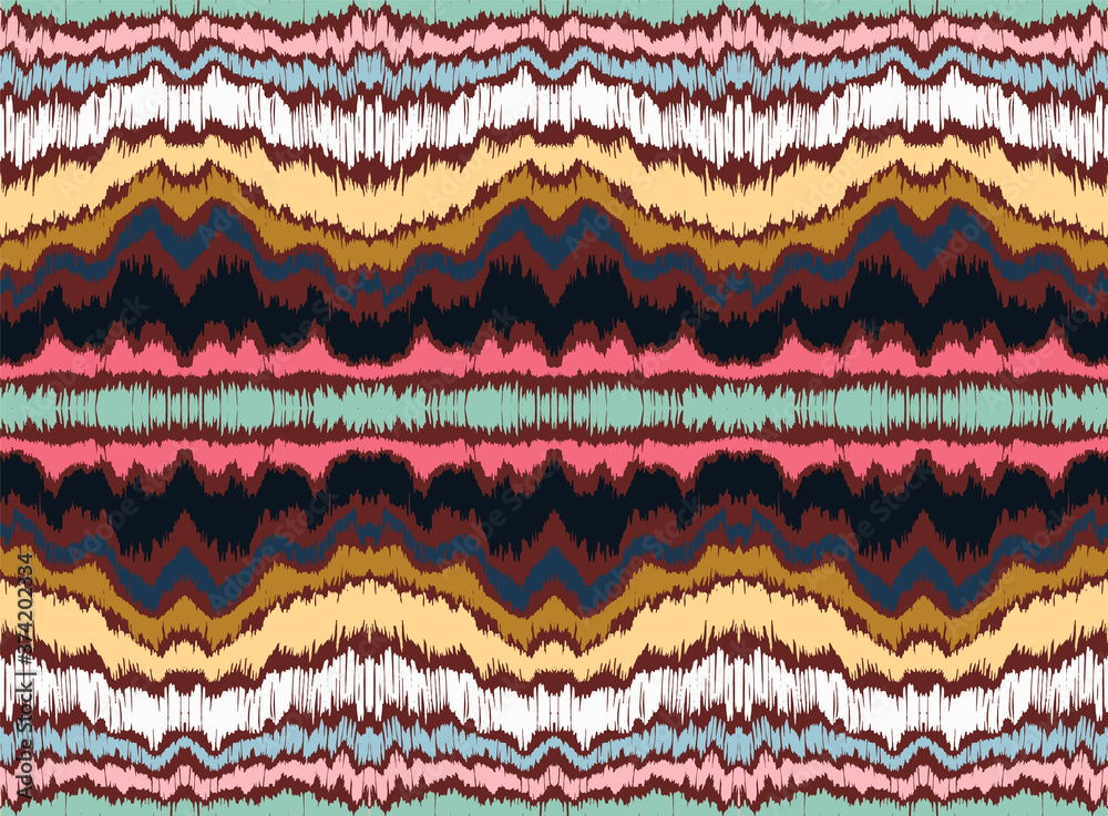 Ikat border. Geometric folk ornament. Ink on clothes. Tribal vector ...