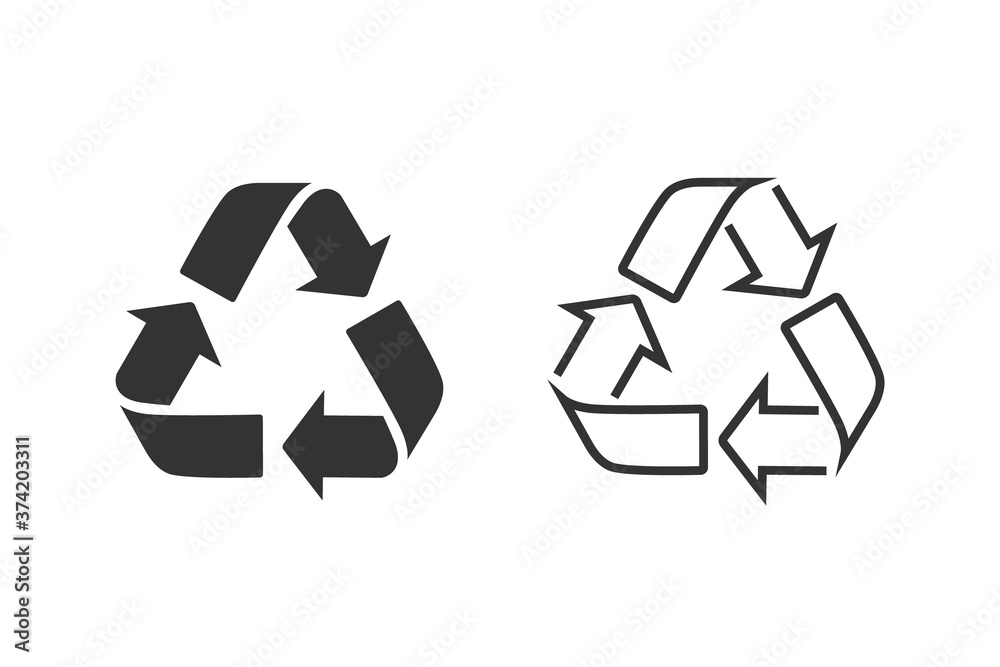 Recycle sign Vector line icon set. Trash symbol. Eco bio waste concept ...