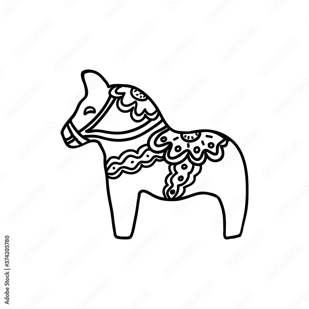 Swedish Dala horse vector illustration. Traditional Scandinavian ...