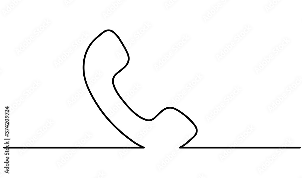 One line drawing of isolated vector object - telephone receiver. Phone ...