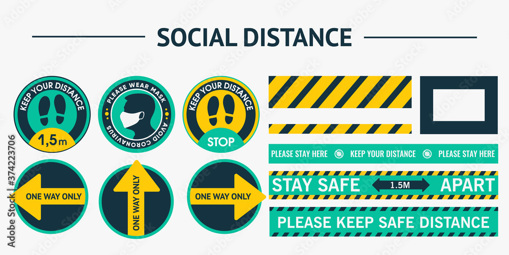 Sticker round social distance stickers. Please Keep Your Distance ...