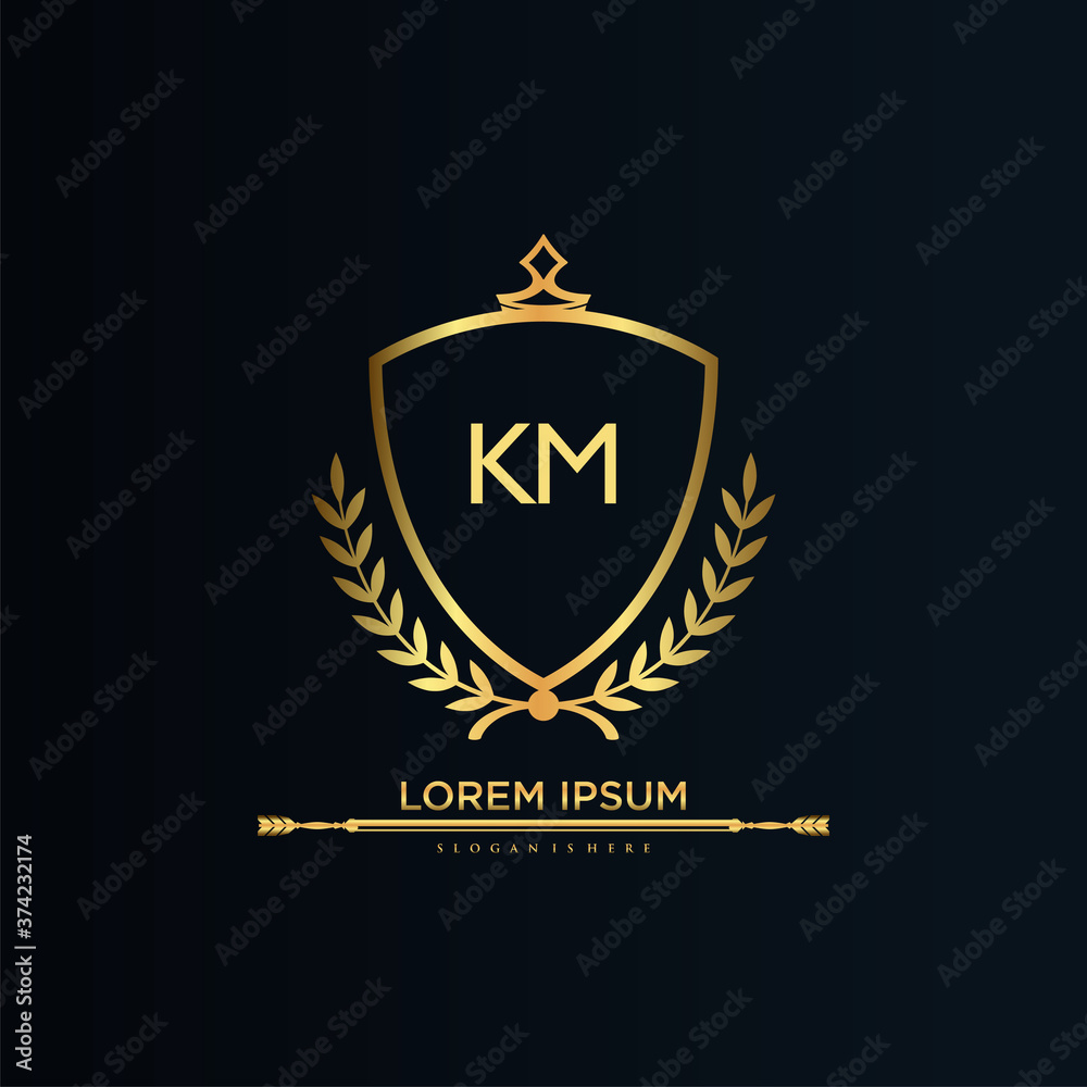 KM Letter Initial with Royal Template.elegant with crown logo vector ...