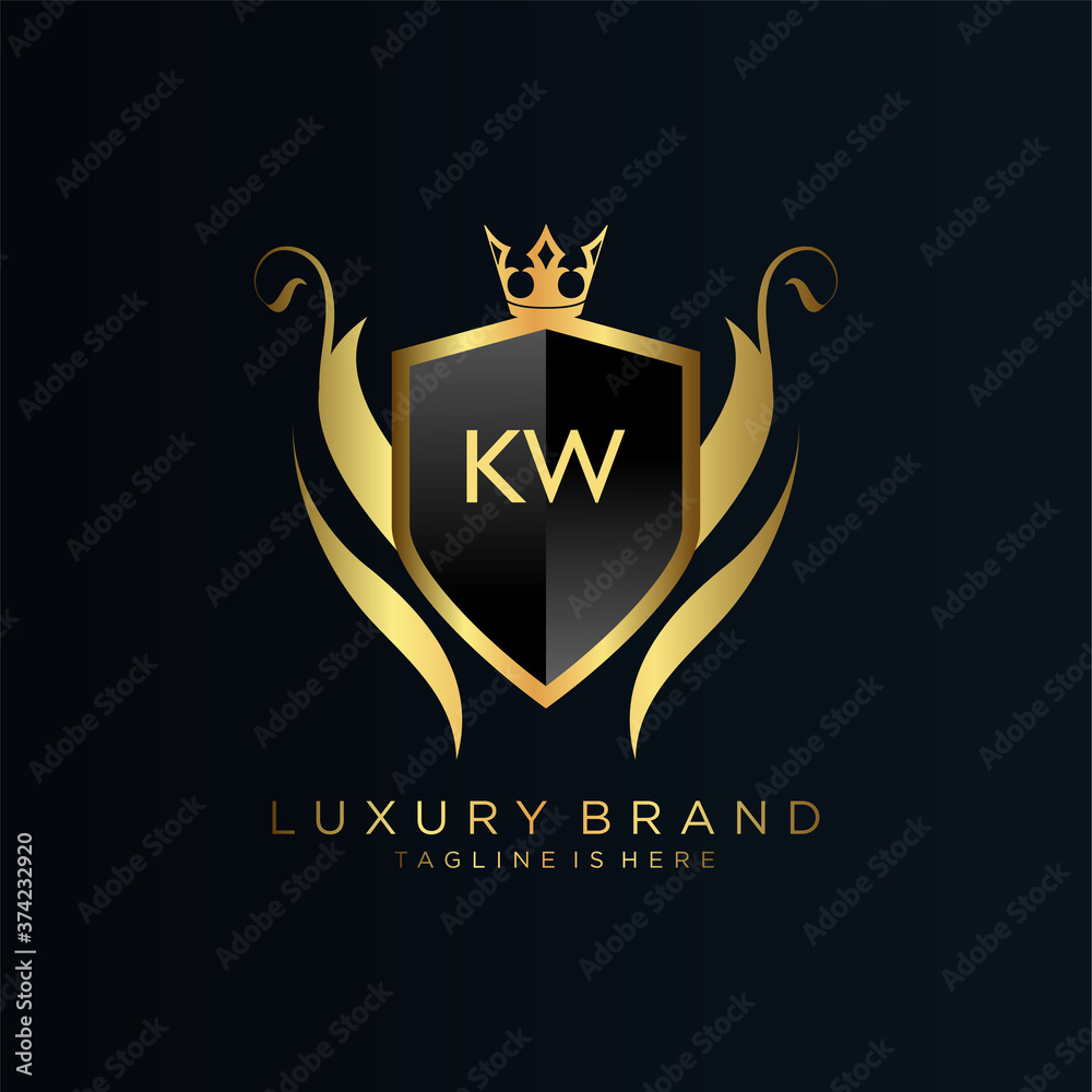 KW Letter Initial with Royal Template.elegant with crown logo vector ...