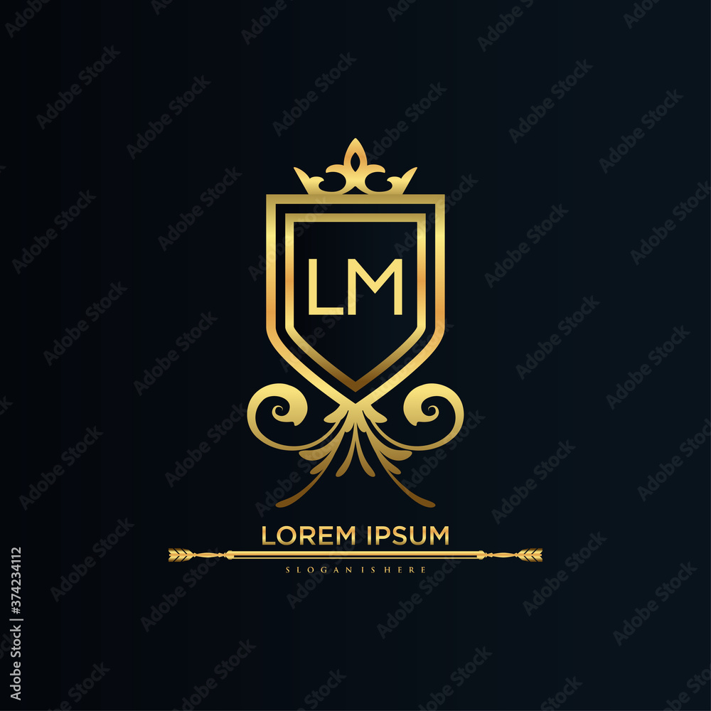LM Letter Initial with Royal Template.elegant with crown logo vector ...