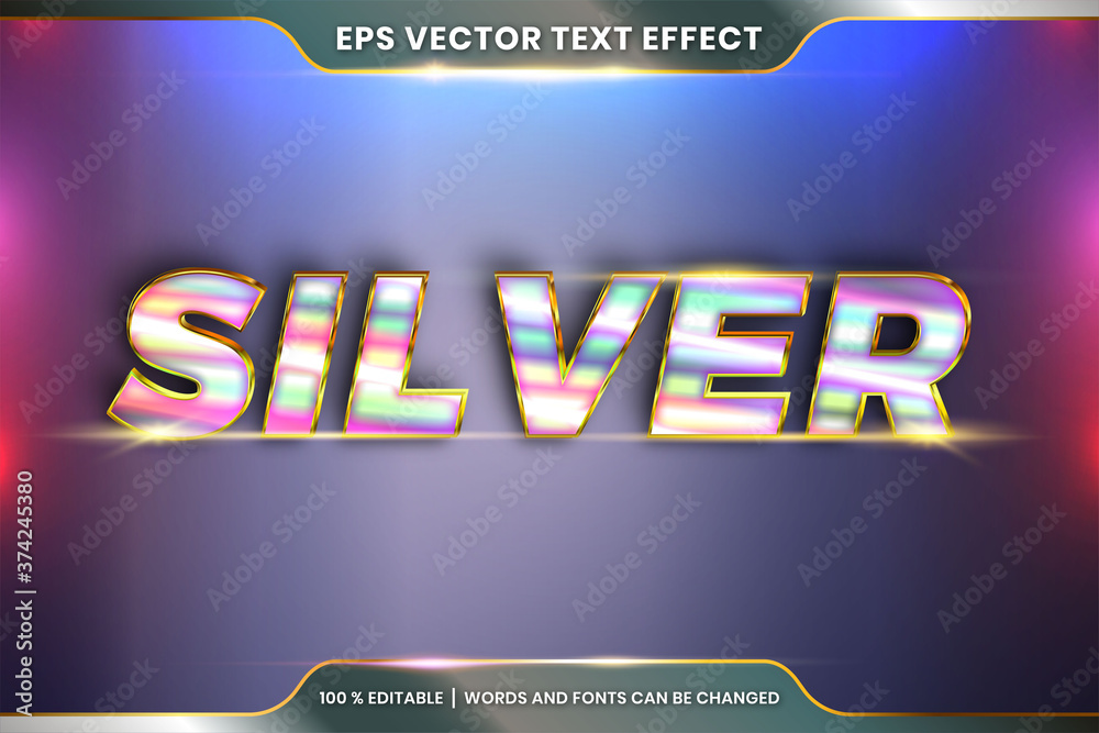 Text effect in 3d Chrome words font styles theme editable realistic ...