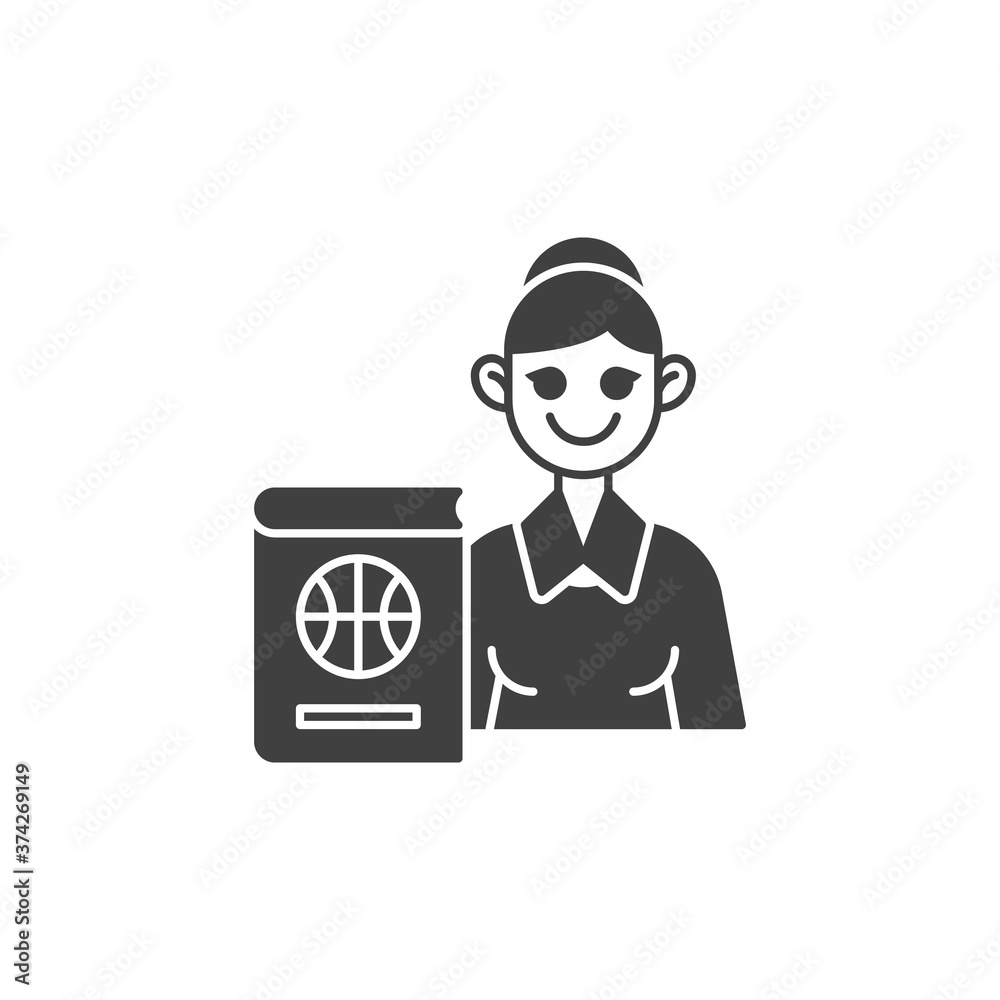 Basketball coach teacher vector icon. filled flat sign for mobile ...