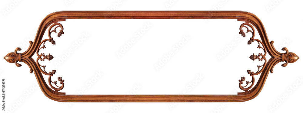 Wooden gothic frame for paintings, mirrors or photo isolated on white ...