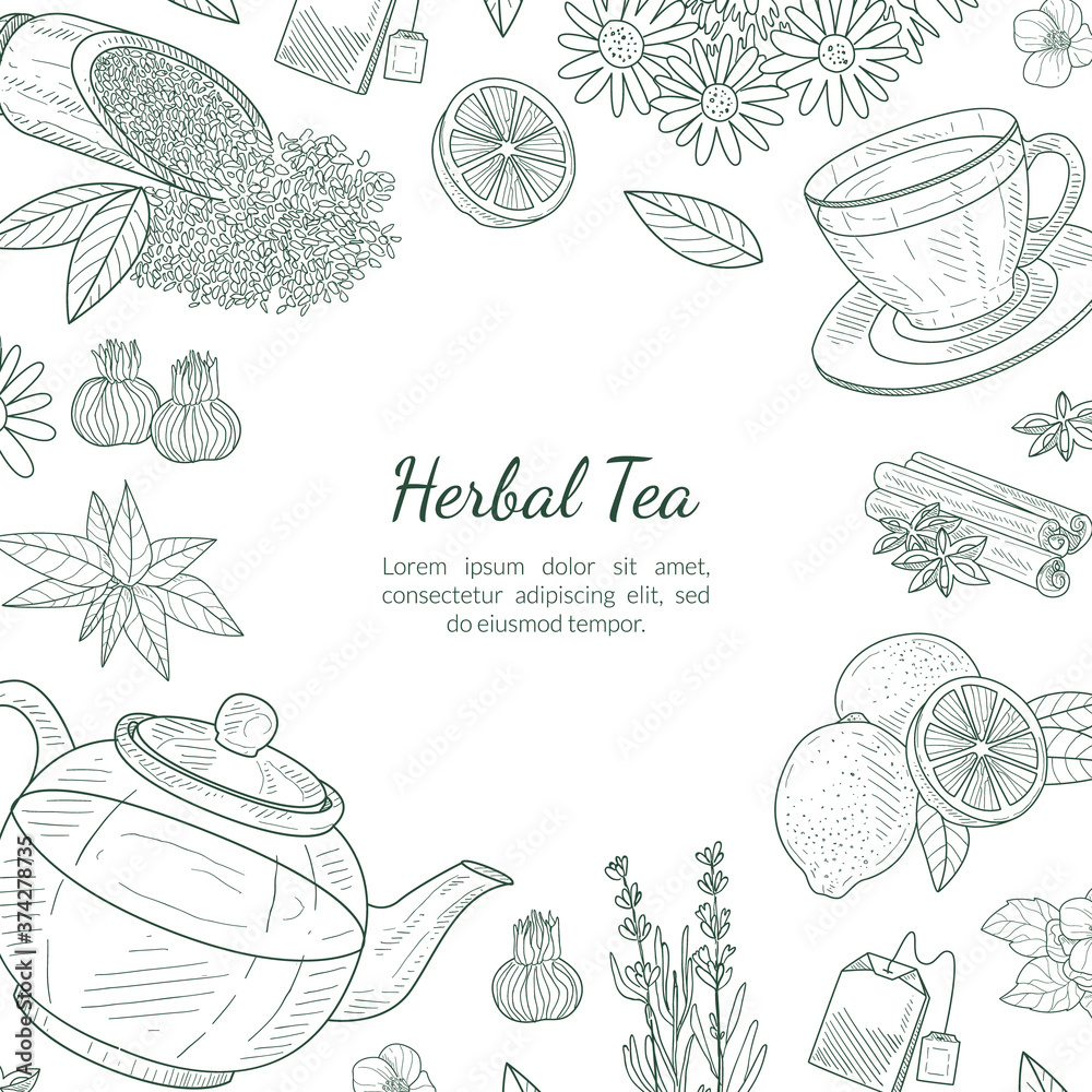Herbal Tea Banner Template, Cafe, Restaurant Menu or Tea Shop Design ...