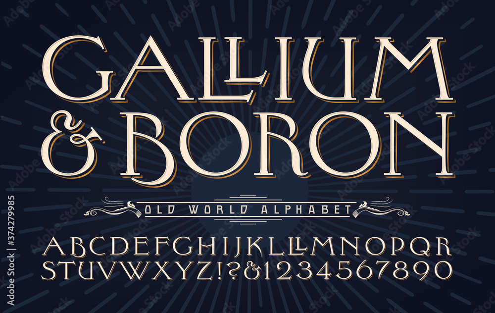 Vecteur Stock Gallium & Boron elemental typography alphabet. Elegant ...