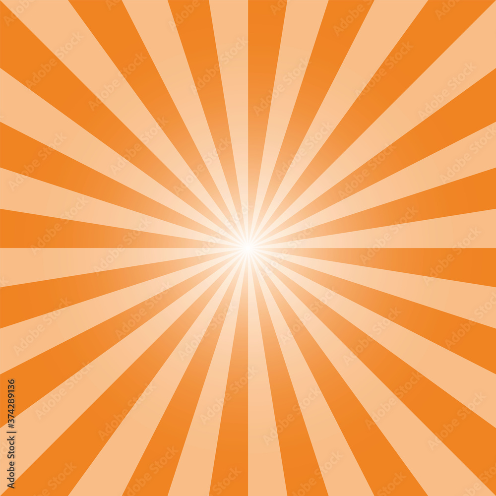 Orange sunburst backdrop. Rectangular Yellow background. Sun rays ...