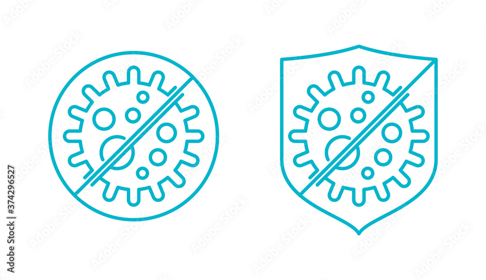 Antibacterial formula stamp - shield or prohibit sign with crossed ...
