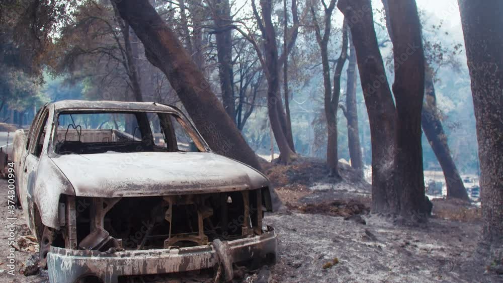 Boulder Creek, California, USA. 23 August 2020. Car burnt out from ...