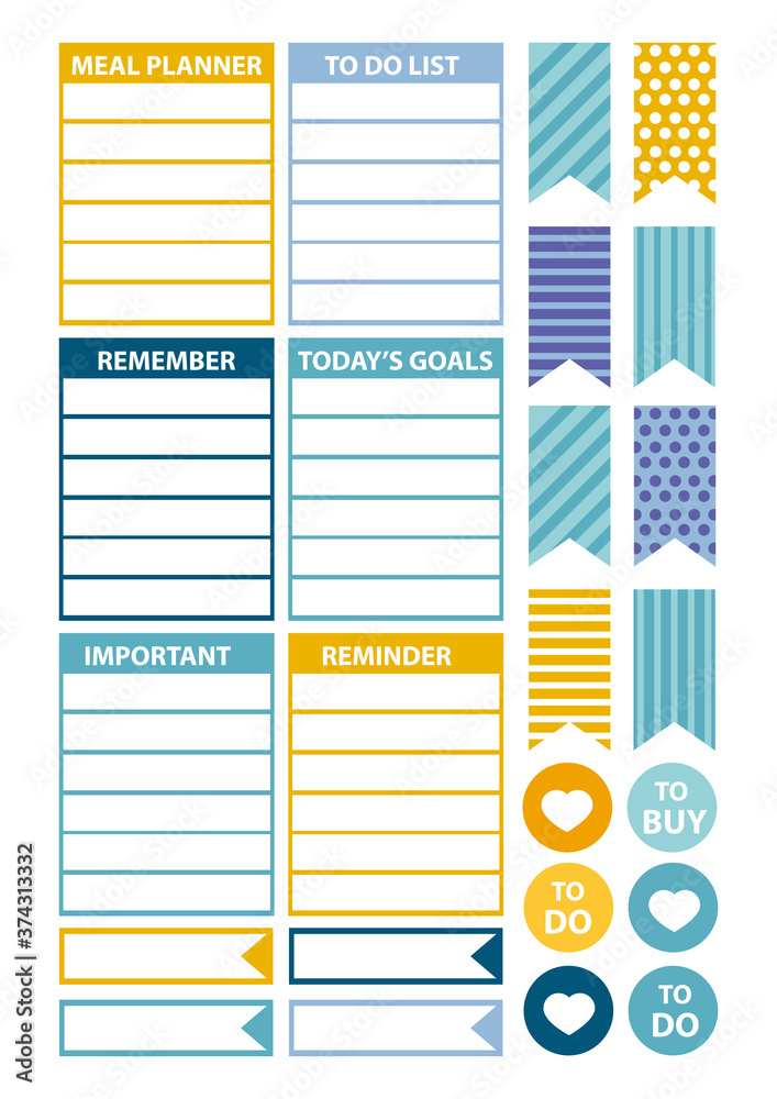 WebPrintable page with stickers A4 size, digital paper vector ...