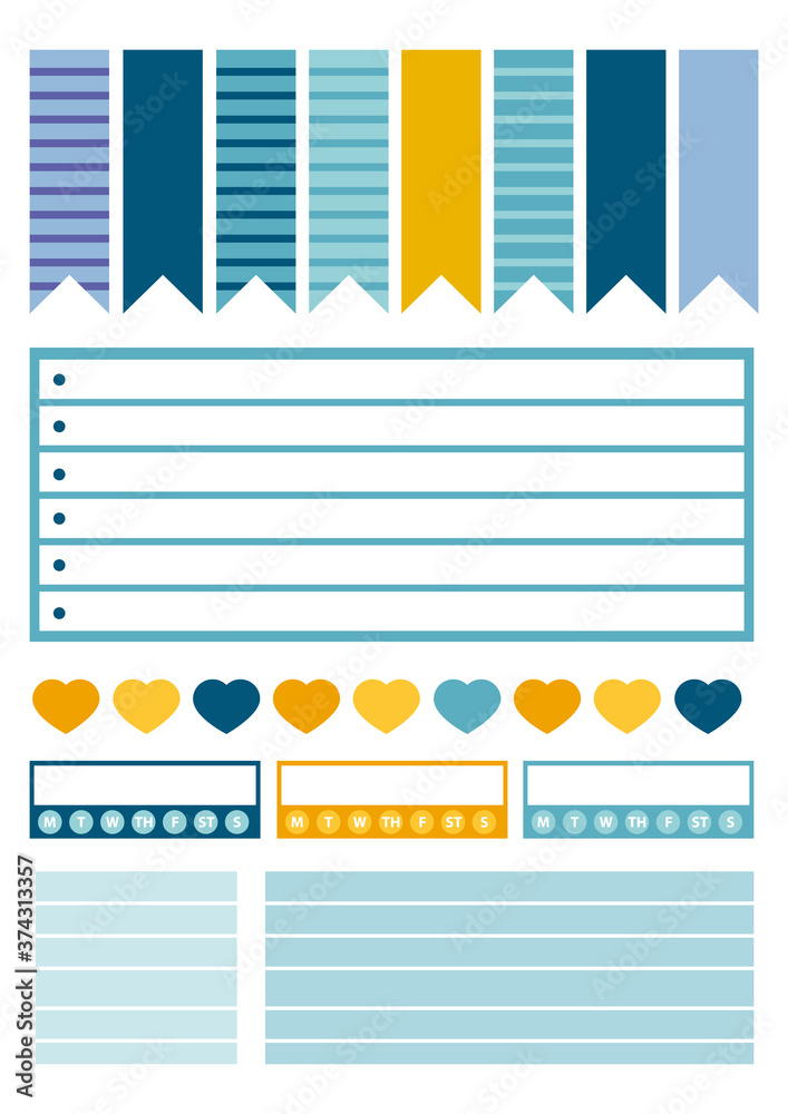 WebPrintable page with stickers A4 size, digital paper vector ...