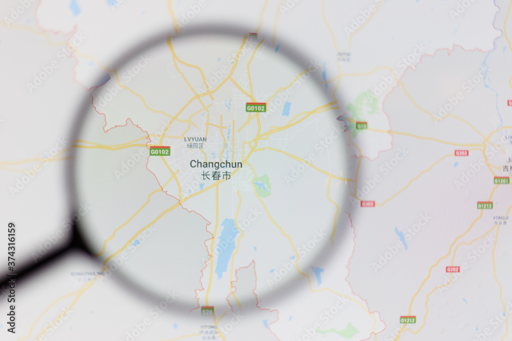 Foto de Moscow / Russia - 04.04.2019: Changchun, China, city map ...