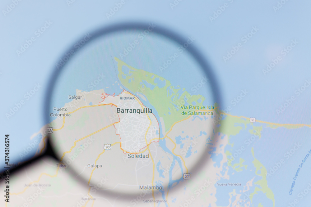 Moscow / Russia - 04.04.2019: Barranquilla, Colombia, city map ...