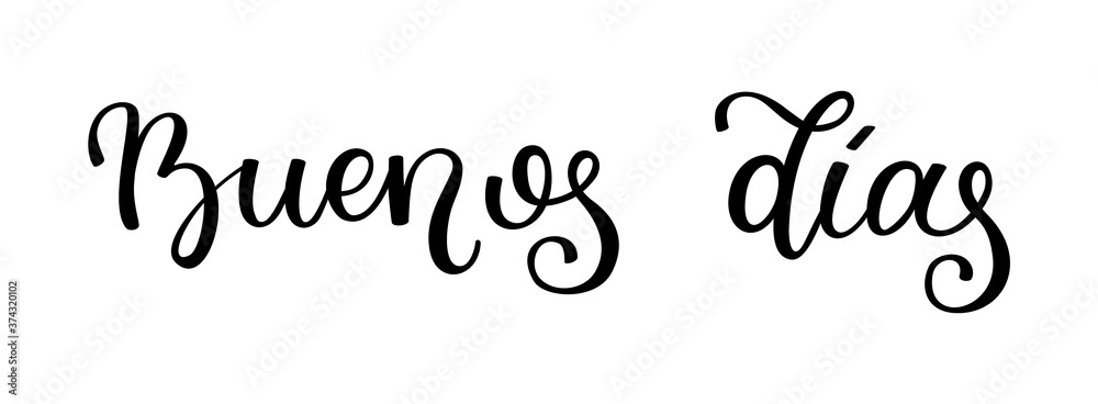 Hand lettering Good morning. Spanish letters. Template for card, poster ...