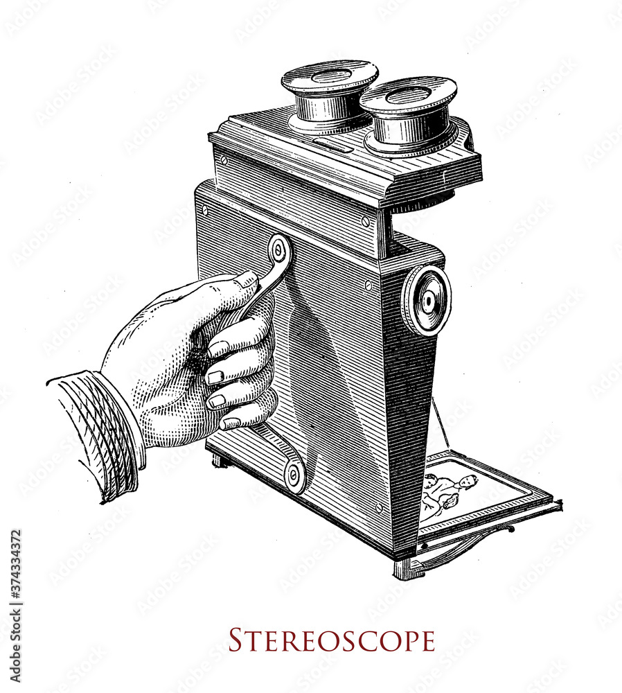 Stereoscope, device for viewing two separate images of the same scene ...