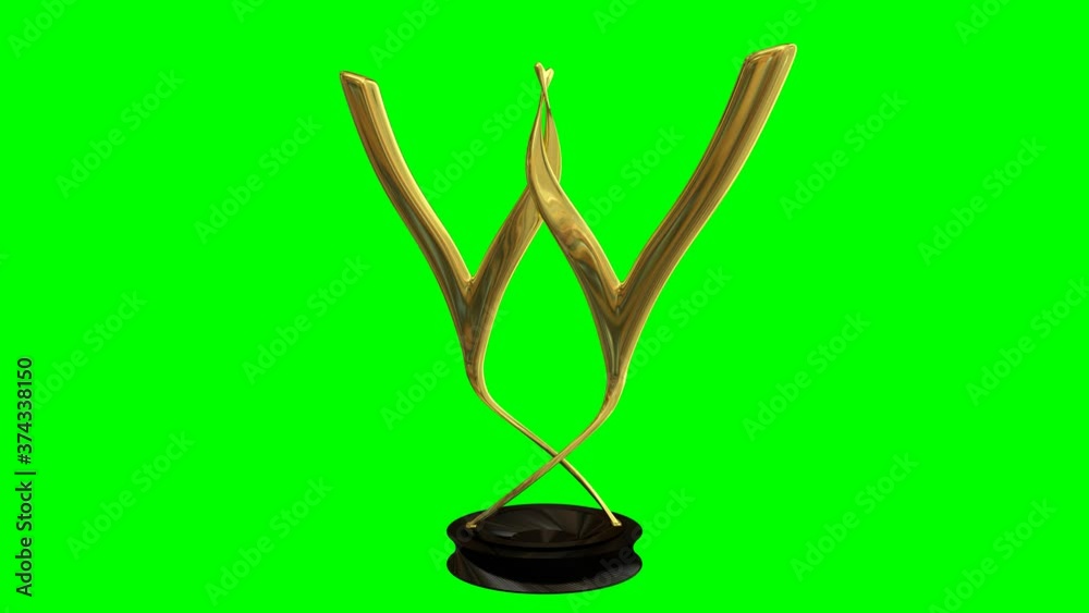 Animated spinning bronze trophy with w for winner design and shiny ...