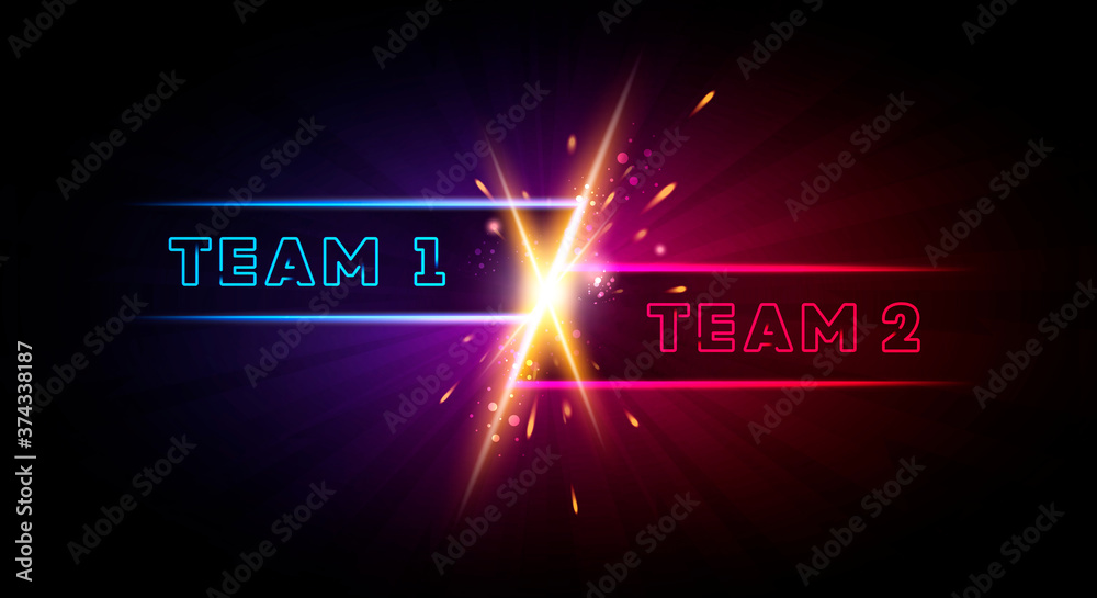 Vector Illustration Team 1 Versus Team 2 Battle Background. VS Match ...