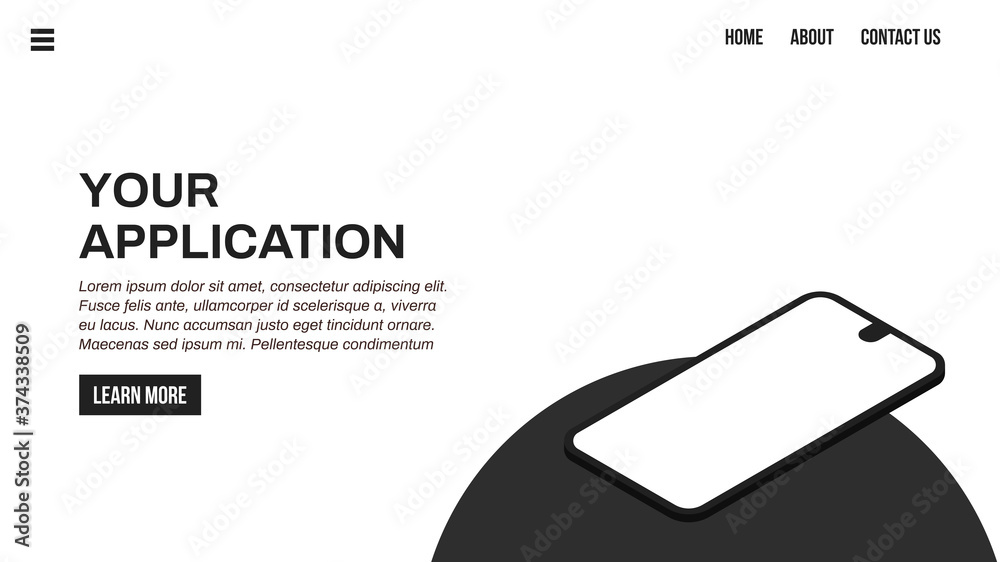 blank vertical isometric mobile phone for application mockup. landing ...