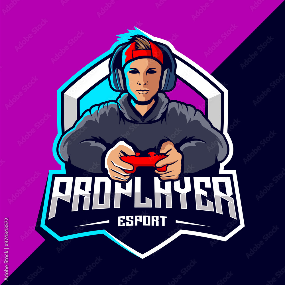 Pro player esport game logo design Stock Vector | Adobe Stock