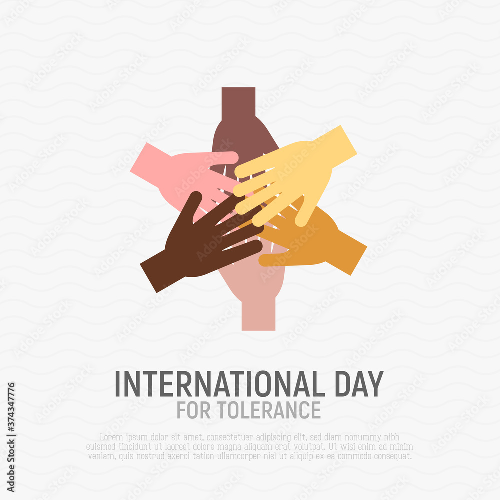 International day of tolerance. Multicultural partnership, pacifism ...