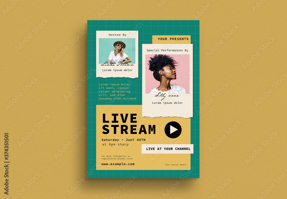 Live Stream Flyer Layout Stock Template | Adobe Stock