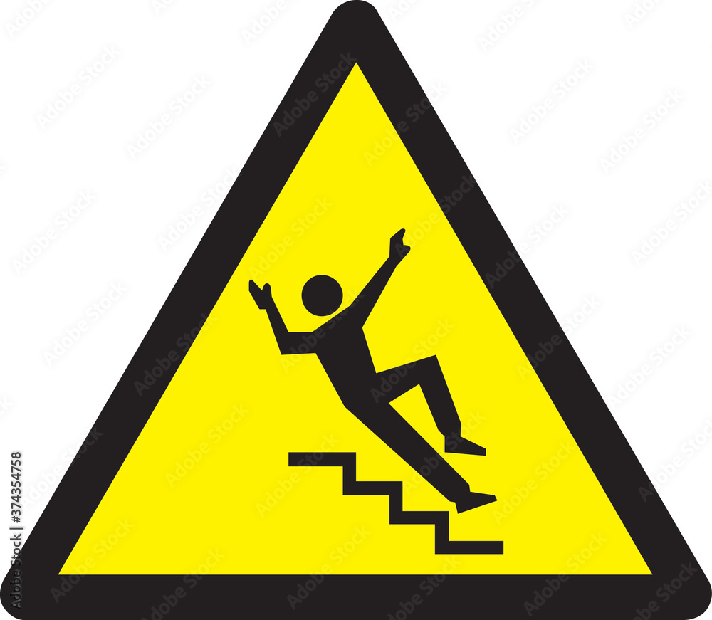 Caution stairs warning signs and symbols Stock Illustration | Adobe Stock
