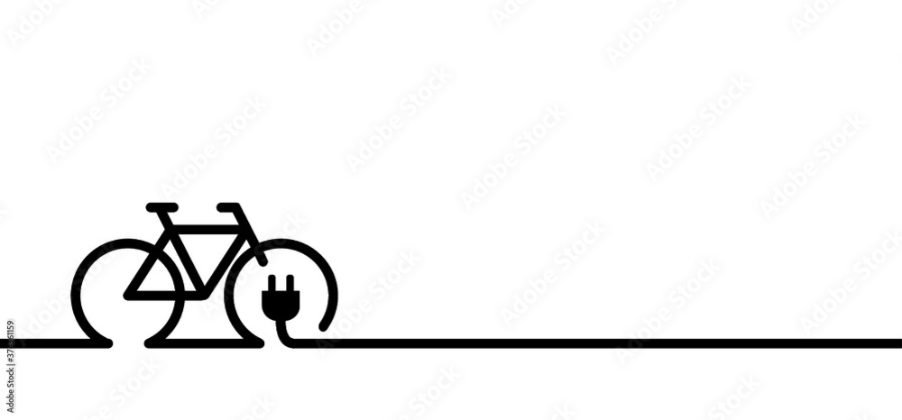 Eco electric bicycle, e-bike charge sign. Electric plug, bike battery ...