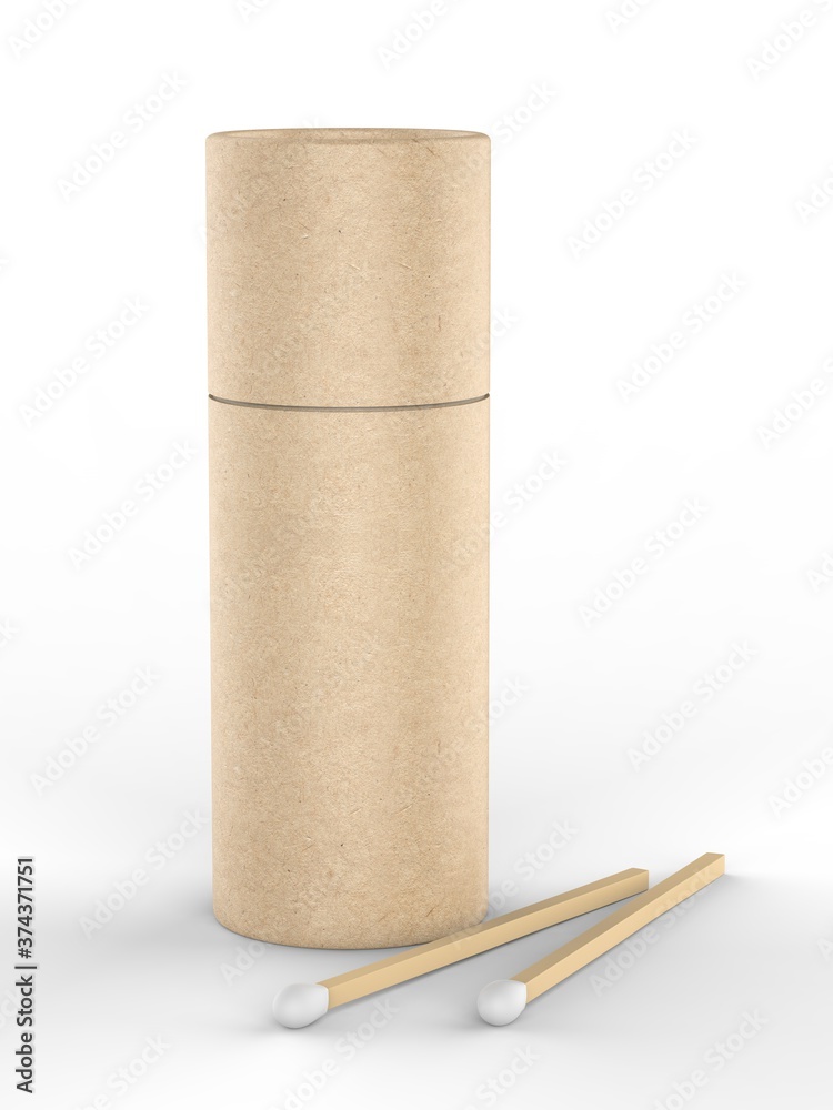 Blank tube matches cylinder match drum box for mock up design ...