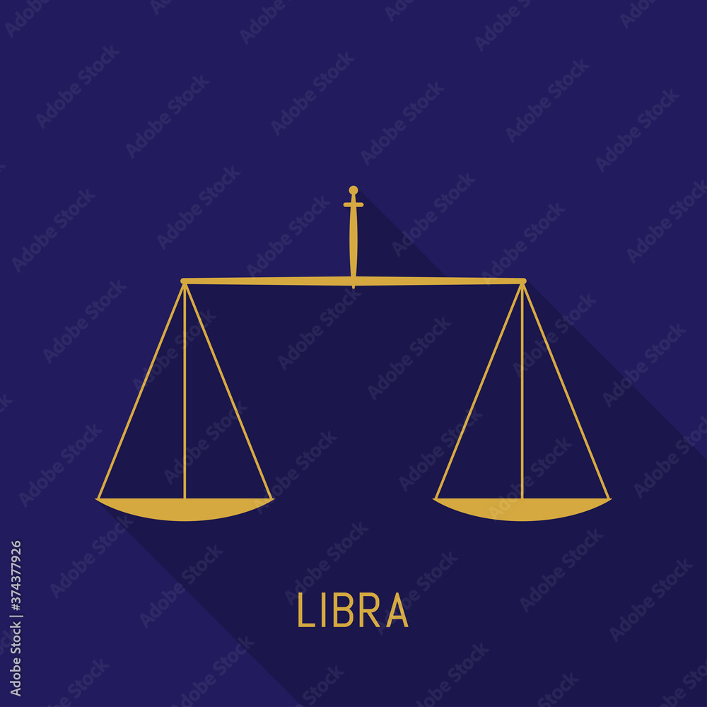 Libra - astrological sign in the Zodiac. Isolated on dark blue ...