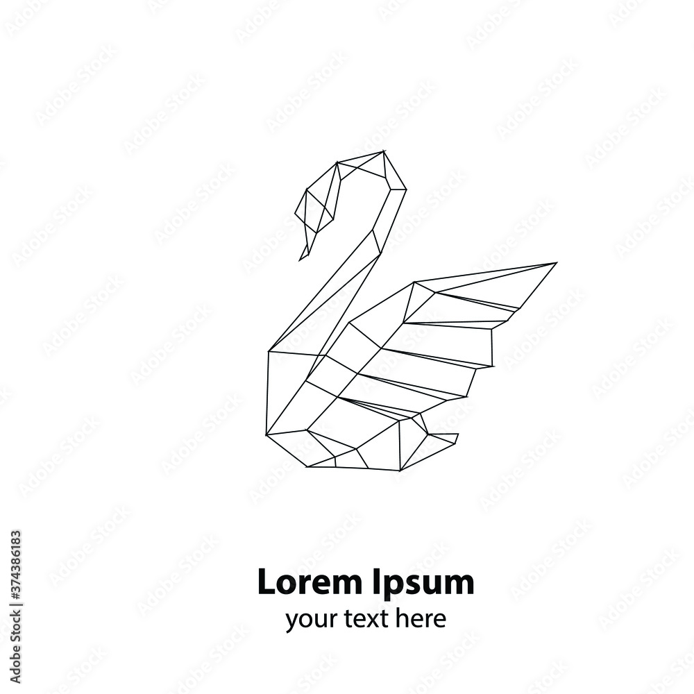 low poly swan vector line model on a white background Stock Vector ...
