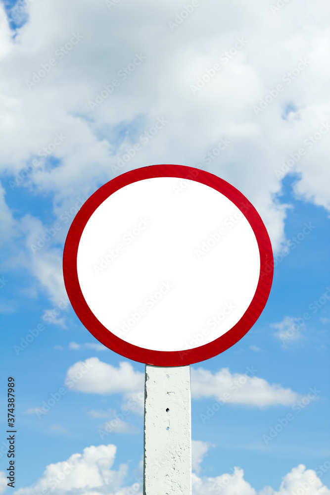 Red circle sign with white center and free space for traffic decoration ...