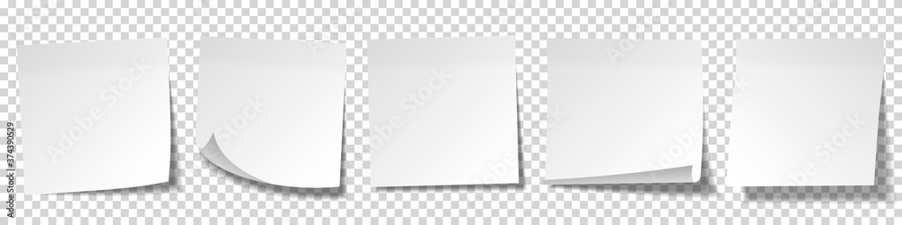 Realistic blank sticky notes. Sheets of note papers. Paper reminder ...
