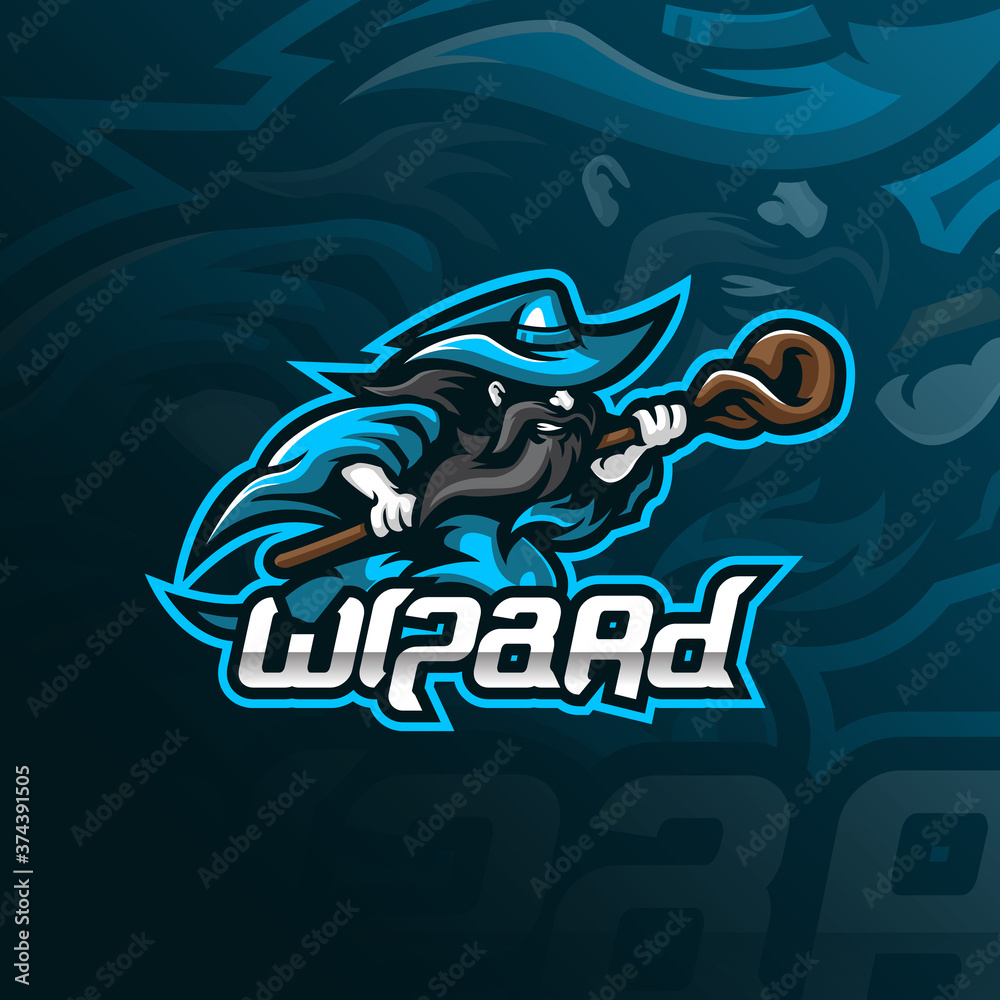 wizard mascot logo design vector with modern illustration concept style ...