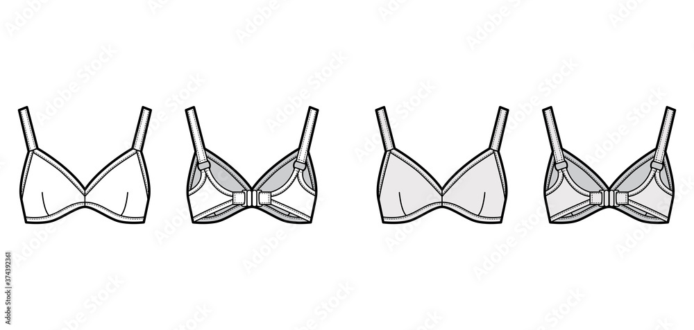 Bustier top bralette technical fashion illustration with adjustable ...