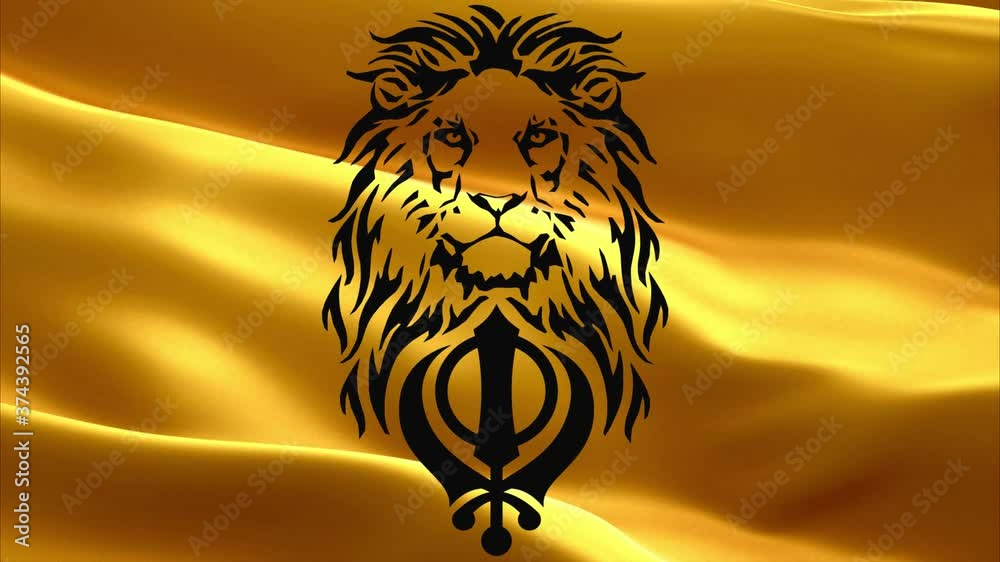 The Lion and main symbol of sikhism is the khanda sign on the ...