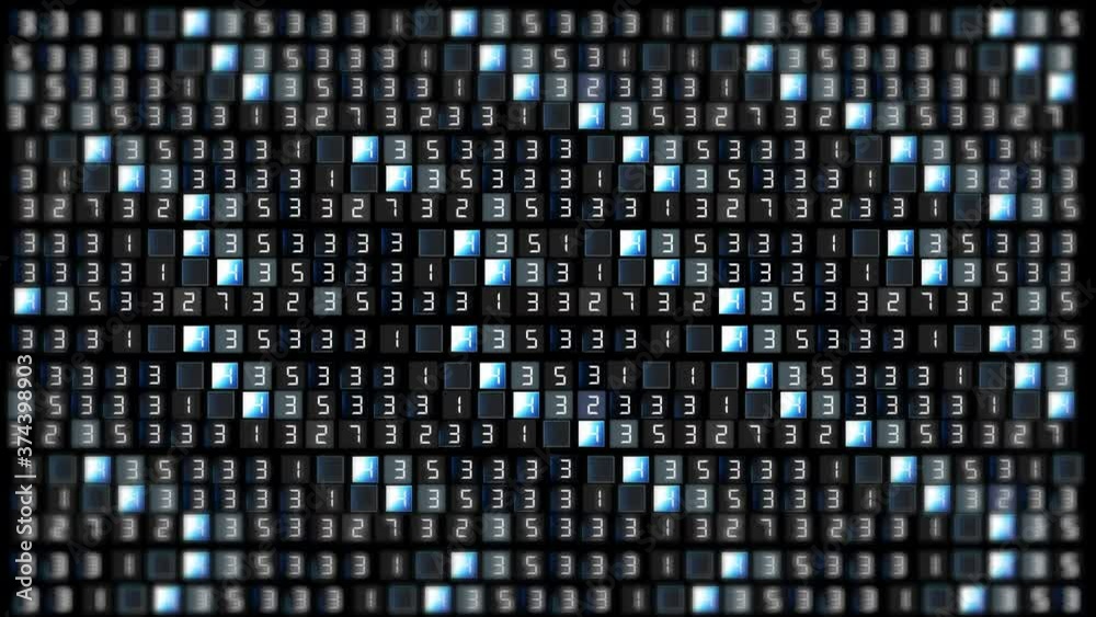 Animated background from numbers. counting numbers. Technological ...