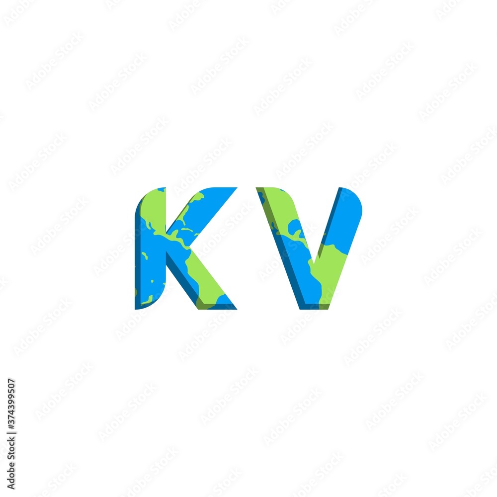 Initial KV logo design with World Map style, Logo business branding ...