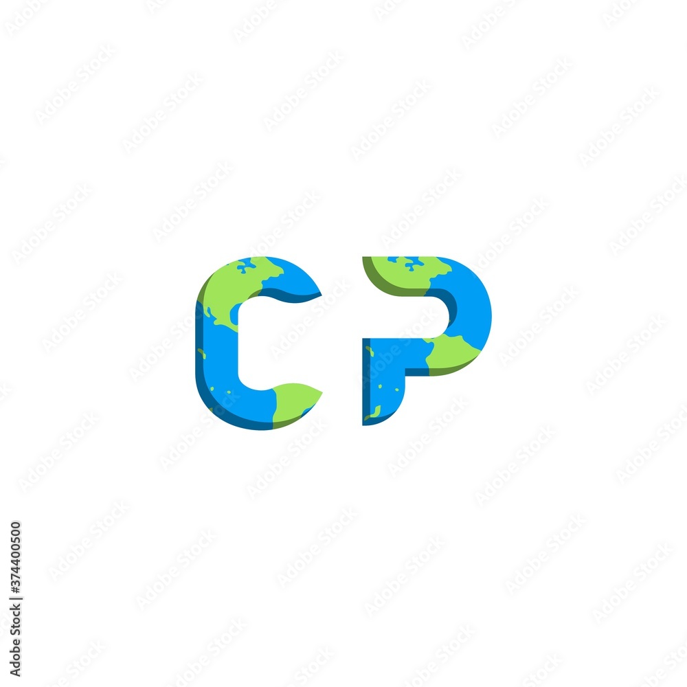 Initial CP logo design with World Map style, Logo business branding ...