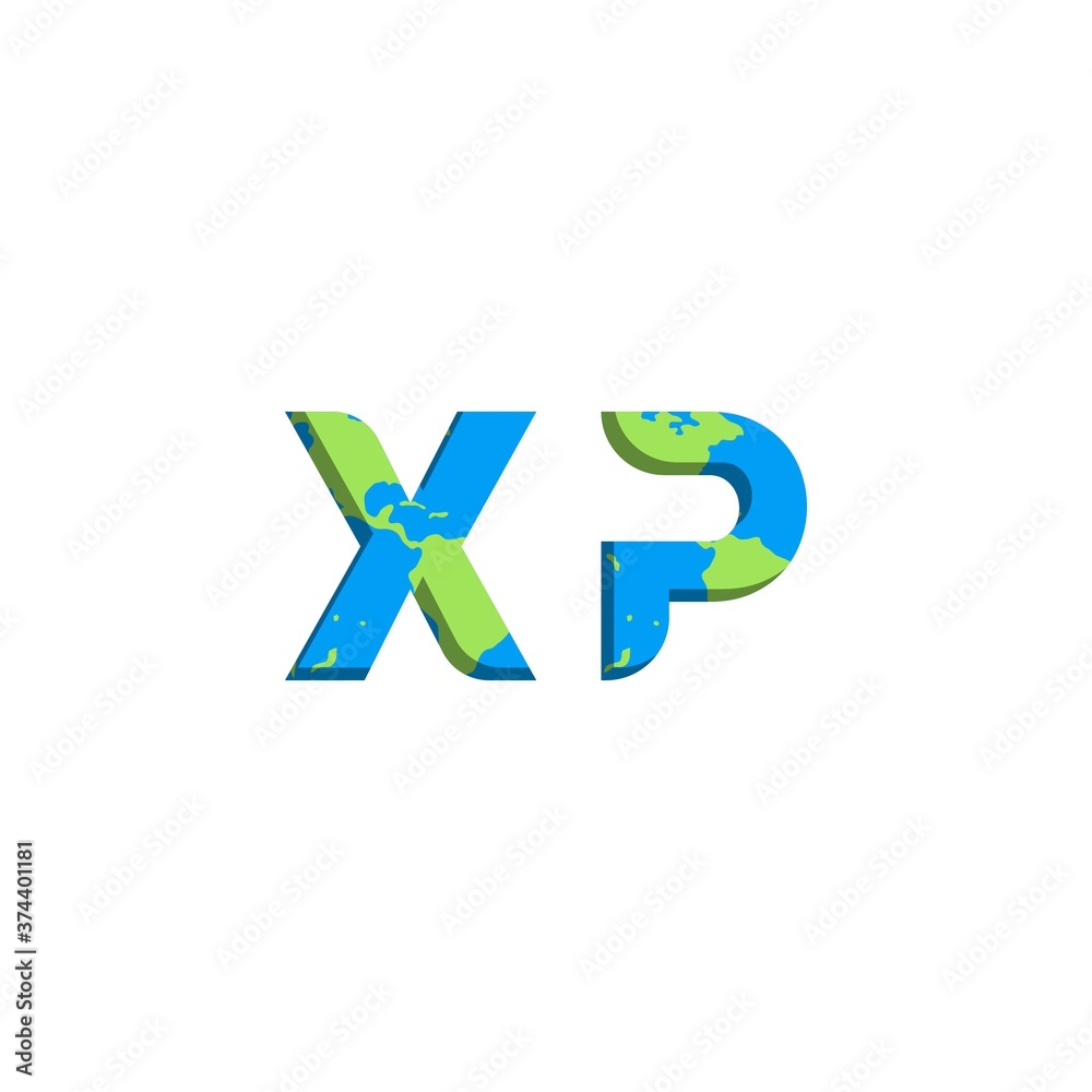 Initial XP logo design with World Map style, Logo business branding ...