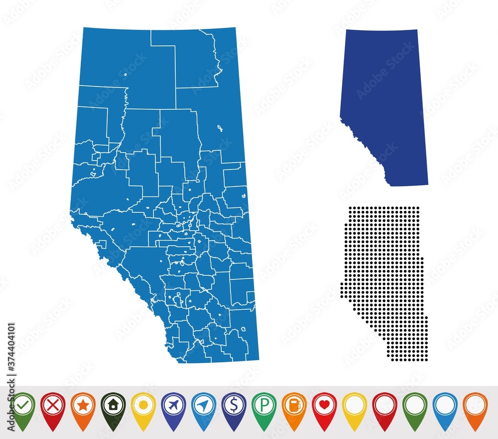 Set maps of Alberta province Stock Vector | Adobe Stock