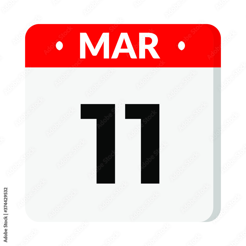 11 March calendar icon Stock Vector | Adobe Stock