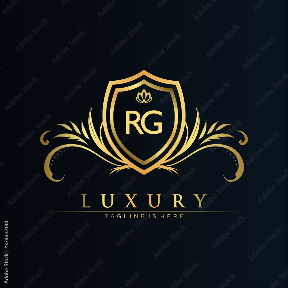 RG Letter Initial with Royal Template.elegant with crown logo vector ...