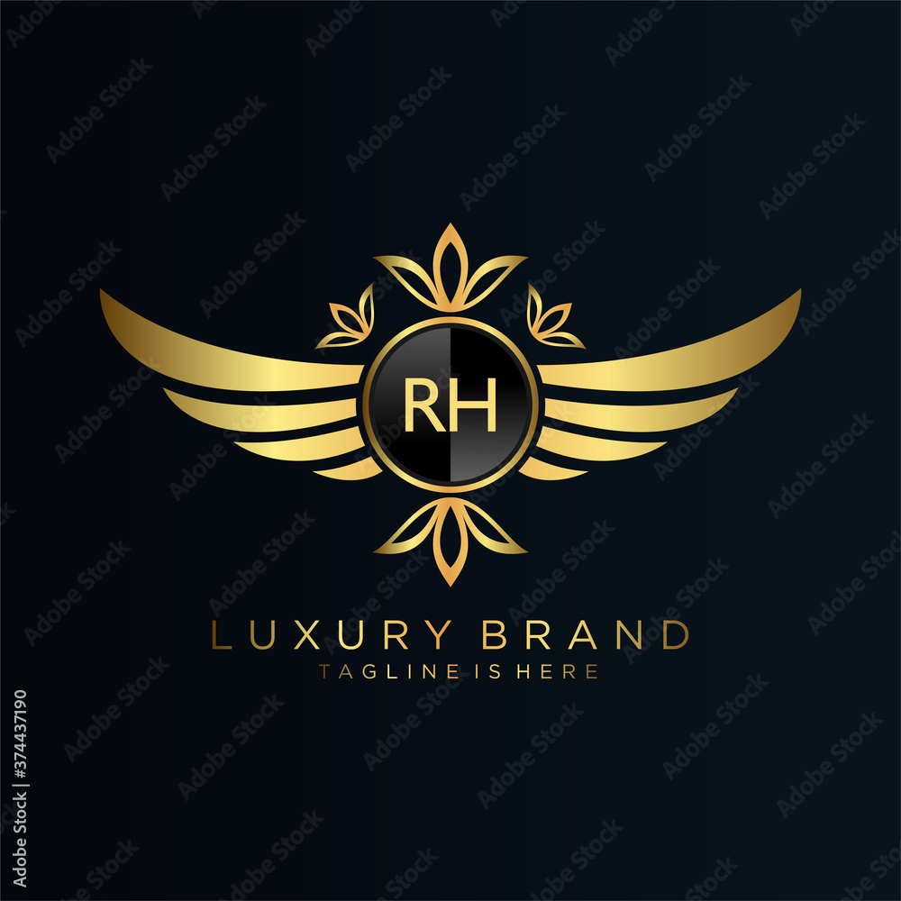 RH Letter Initial with Royal Template.elegant with crown logo vector ...