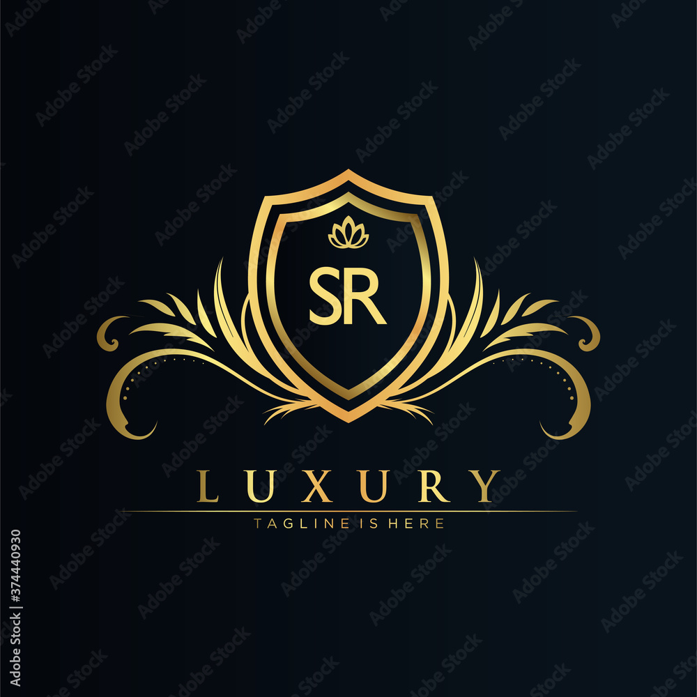 SR Letter Initial with Royal Template.elegant with crown logo vector ...