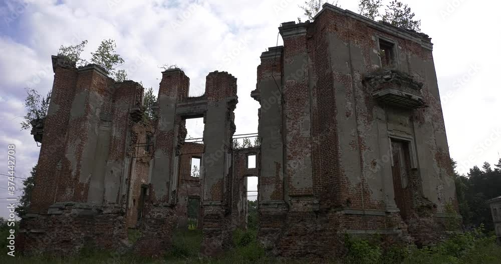 4K summer morning video of abandoned dilapidated Petrovskoye Alabino ...