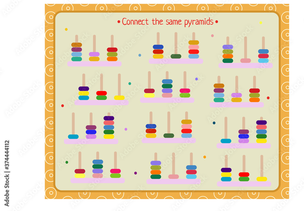logic game for children. find and connect identical pyramids Stock ...