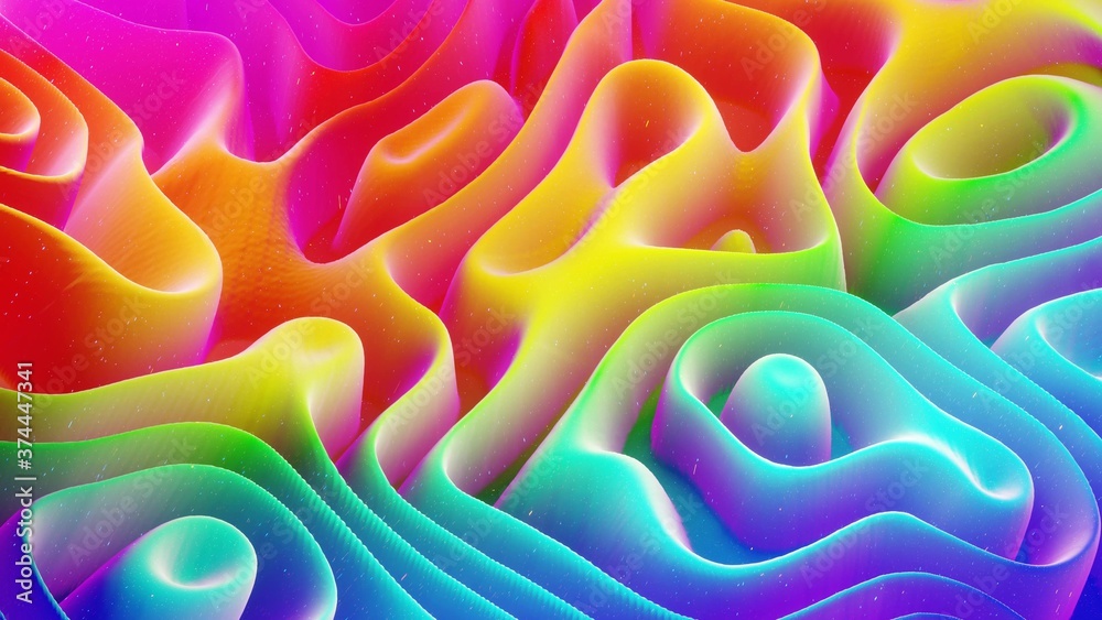 Beautiful abstract 3D background with gradient rainbow colors, surface with abstract waves or ...